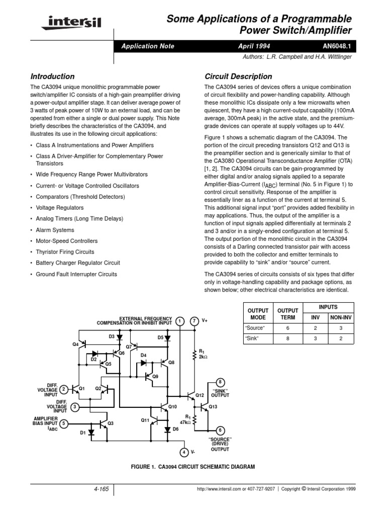 circuito integrado CA3094 DIAGRAMA | PDF | Amplifier | Computer Science