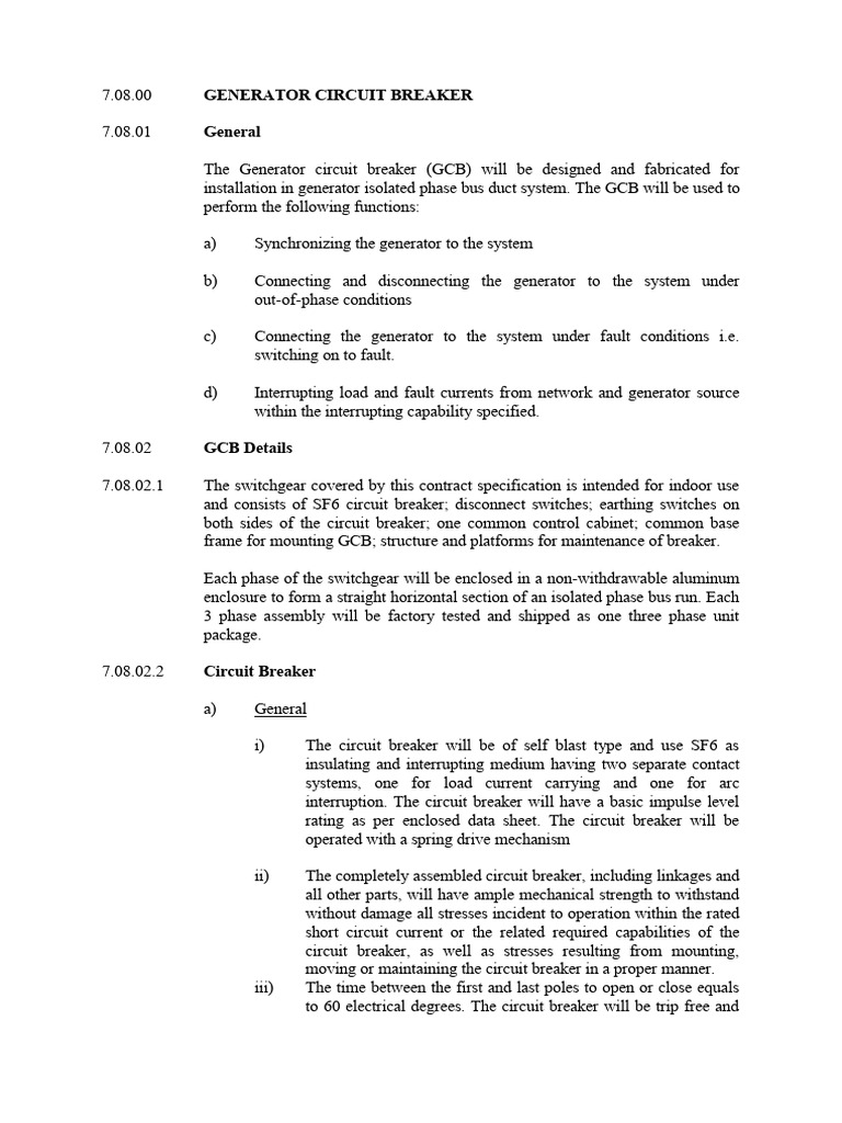 GCB Specs | PDF | Switch | Insulator (Electricity)