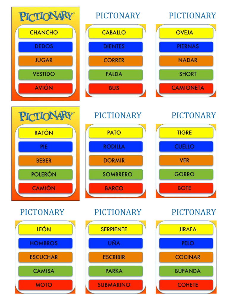 Pictionary Cards for Printing | PDF | Home & Garden | Lifestyle