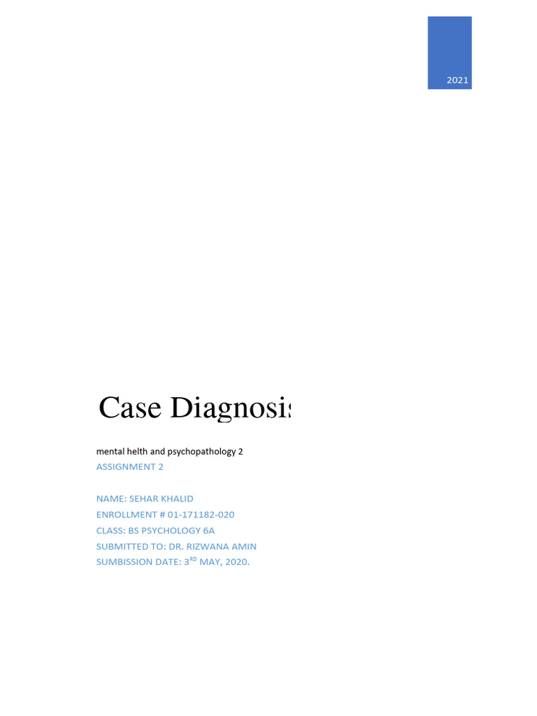 Case Diagnosis MH Assignment 2 | PDF | Anorexia Nervosa | Obsessive–Compulsive Disorder