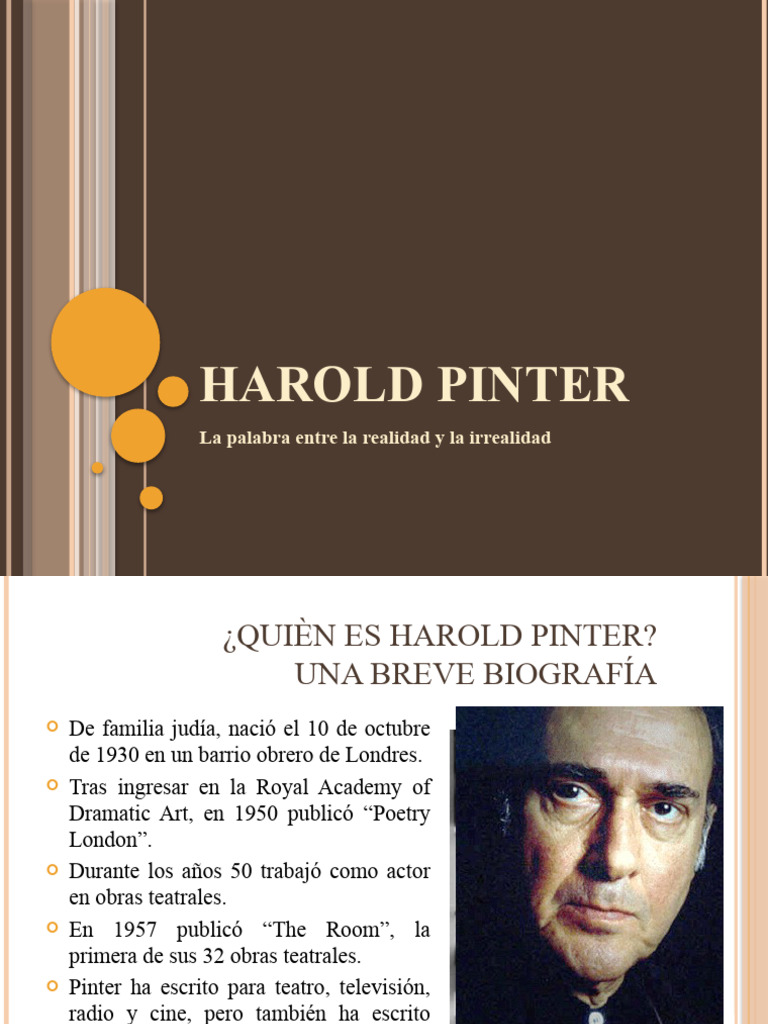 Harold Pinter: Biografía y Teatro del Absurdo | PDF | Realidad | Verdad