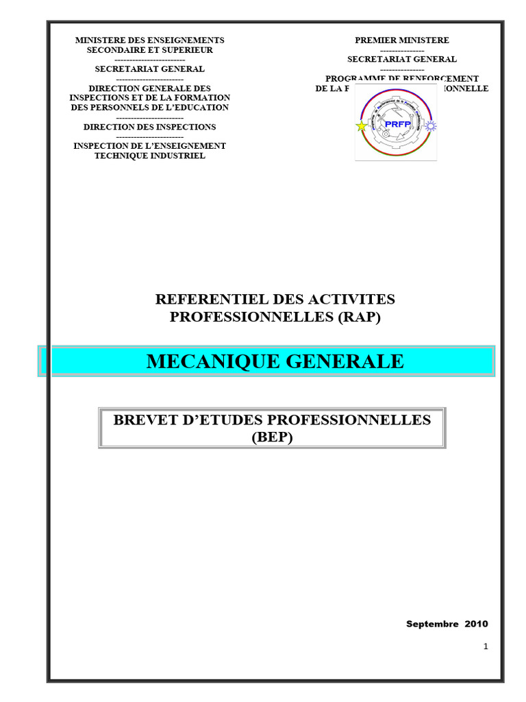 RAP BEP Mécanique générale | PDF