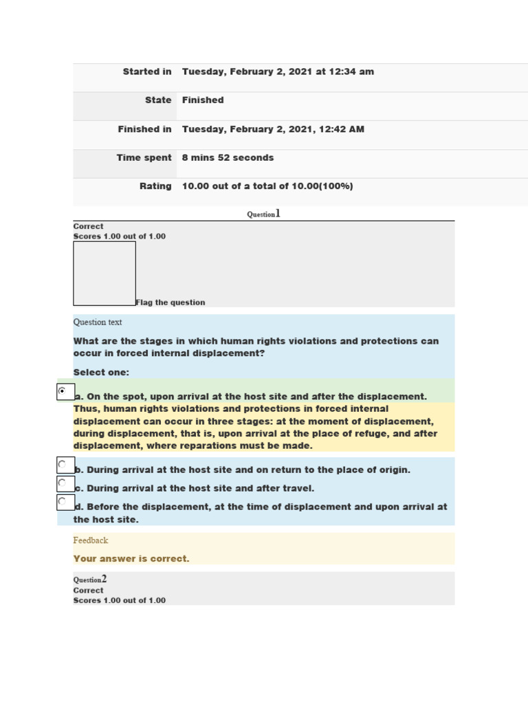 Questionnaire Module 2 CNDH Internal Forced Displacement | PDF ...