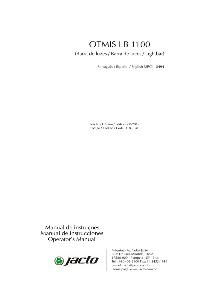 Manual Barra de Luzes Otmis LB 1100 | PDF