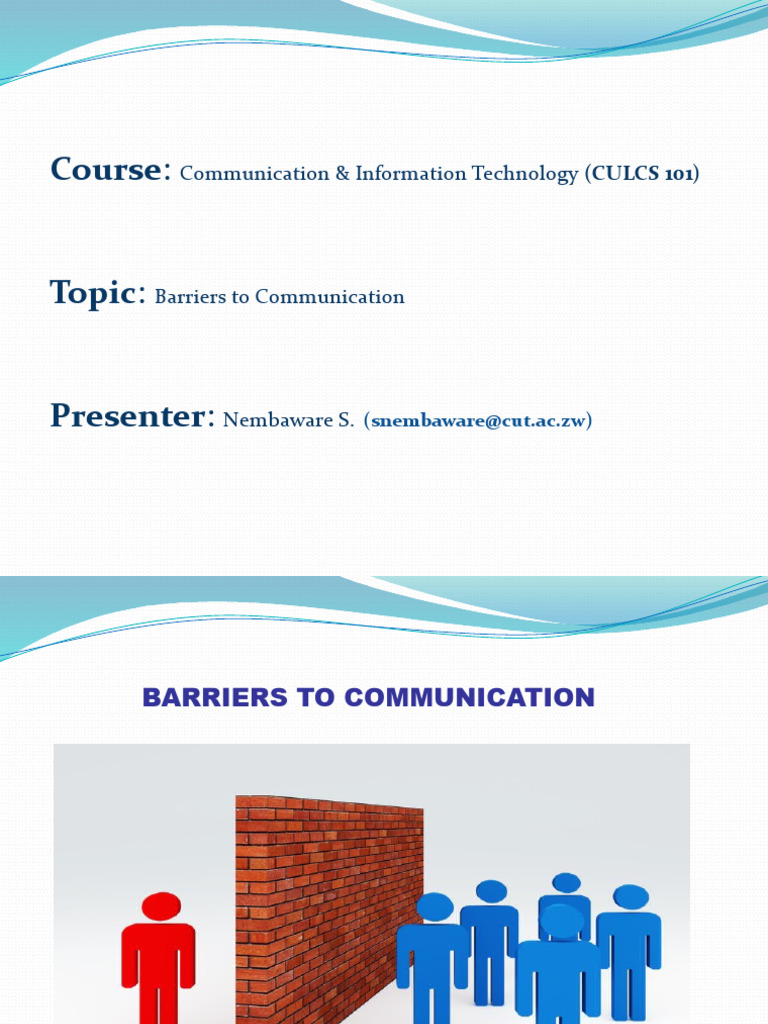 Barriers To Communication | PDF | Communication | Information