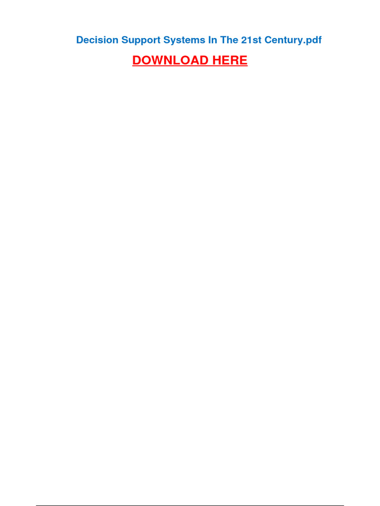 Decision Support Systems in The 21st Century | PDF | Decision Support ...