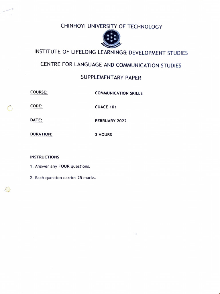 Communication Skills Past Papers | PDF | Communication | Nonverbal ...