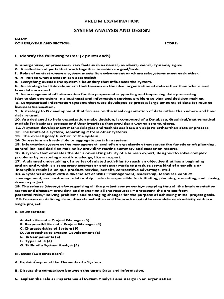 Prelim Exam Exam Sad | PDF Prelim Exam Exam Sad | PDF
