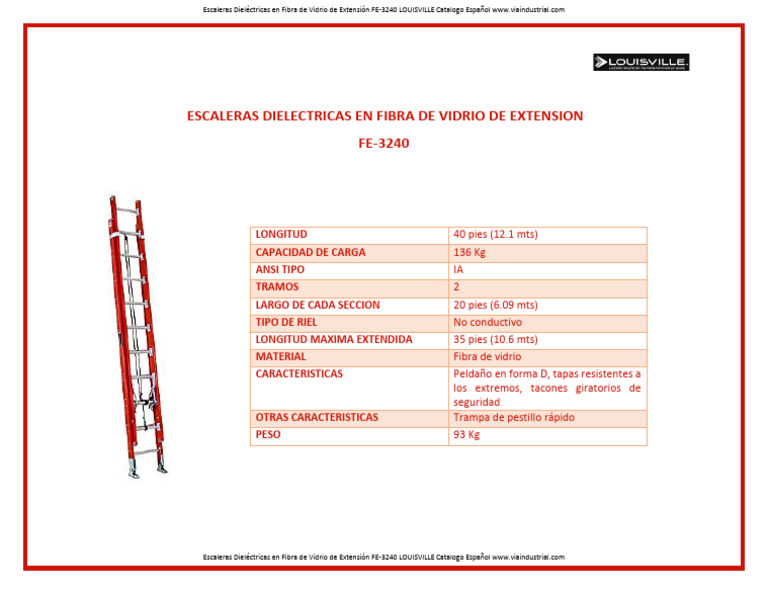 Escaleras Dielectricas en Fibra de Vidrio de Extension Fe 3240 ...