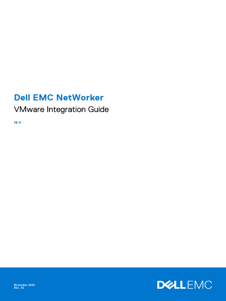 NetWorker 19.4 VMware Integration Guide | PDF | V Mware | Backup