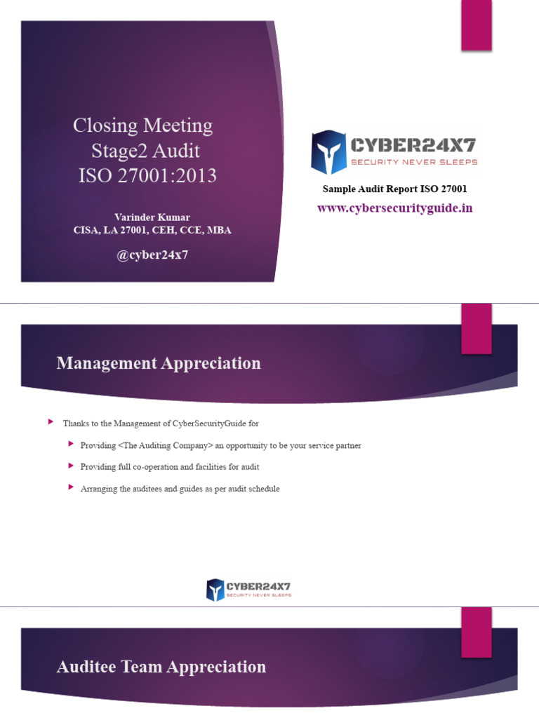 Closing Meeting PPT Sample ISO27001 | PDF | Audit | Information Security