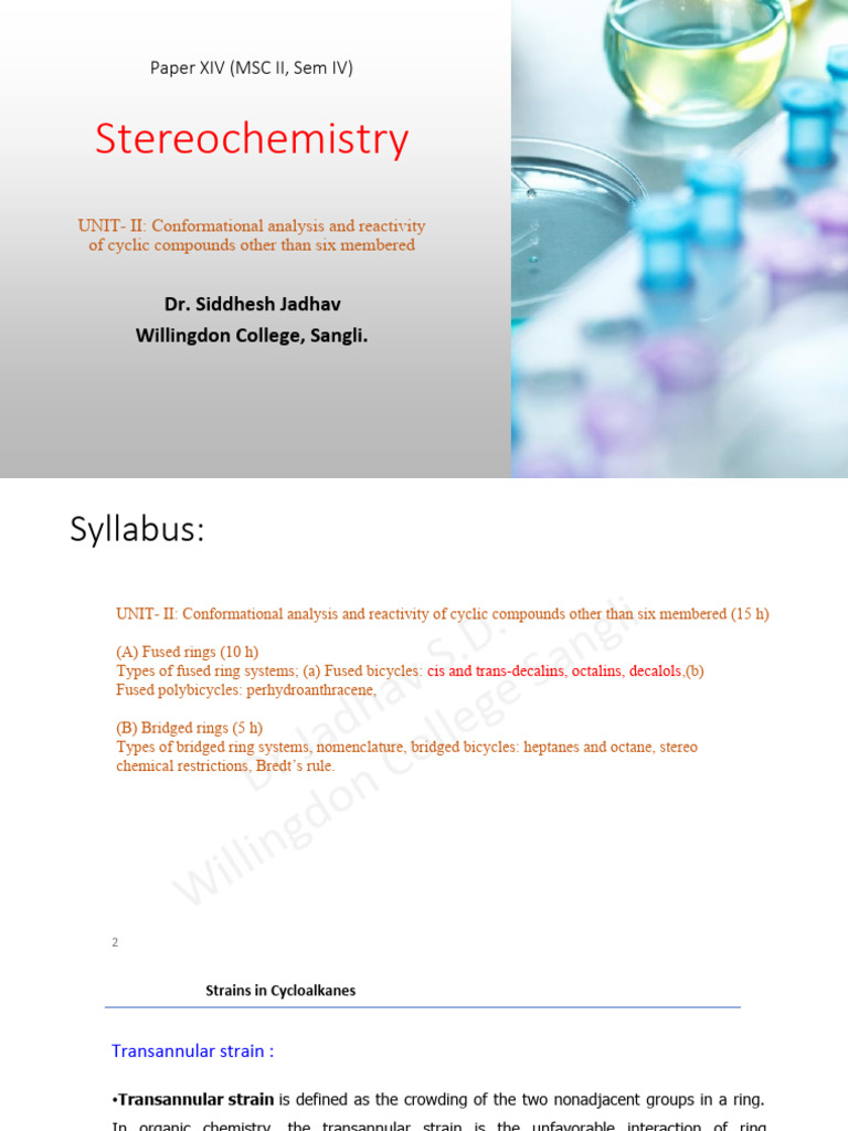2 Cyclic and Alicyclic Unit II - Dr. Siddheshwar Jadhav | PDF | Conformational Isomerism | Chemistry