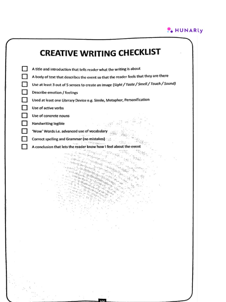 Creative Writing Checklist | PDF