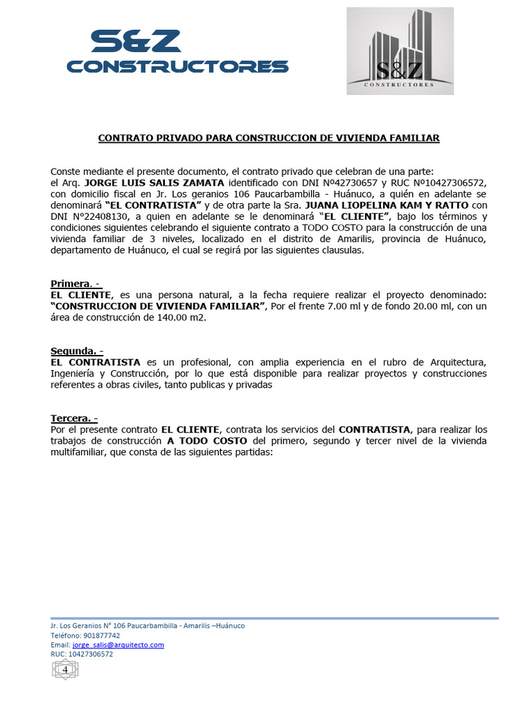 Contrato de Construccion | PDF | Ingeniería de Edificación | Ingeniería