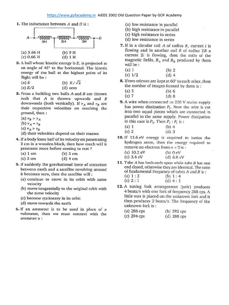 aieee-2002-question-paper-with-solution | PDF | Economy Of India | Data ...