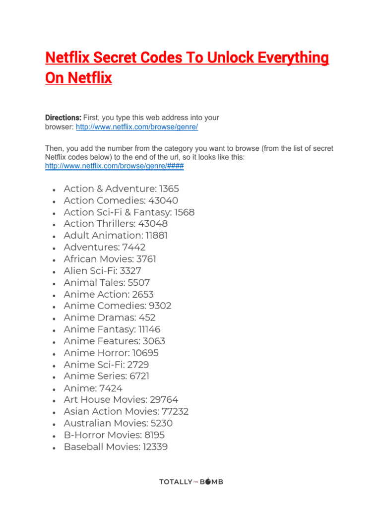 Netflix Secret Codes To Unlock Everything On Netflix | PDF | Science ...