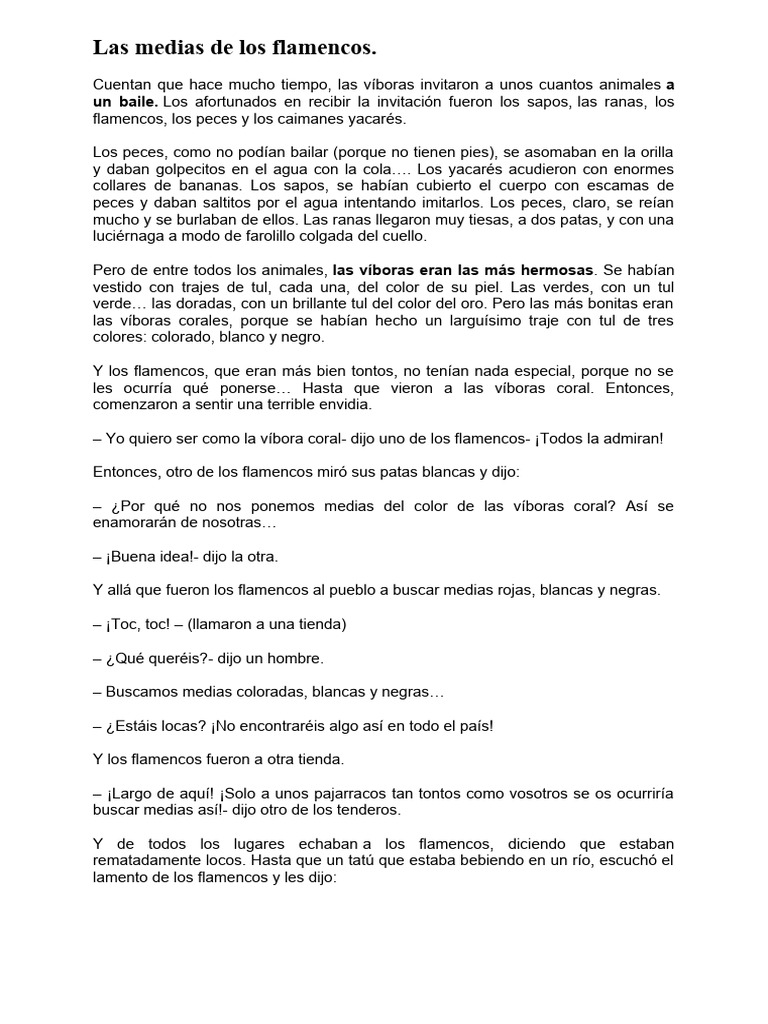 CUENTO LAS MEDIAS DE LOS FLAMENCOS | PDF