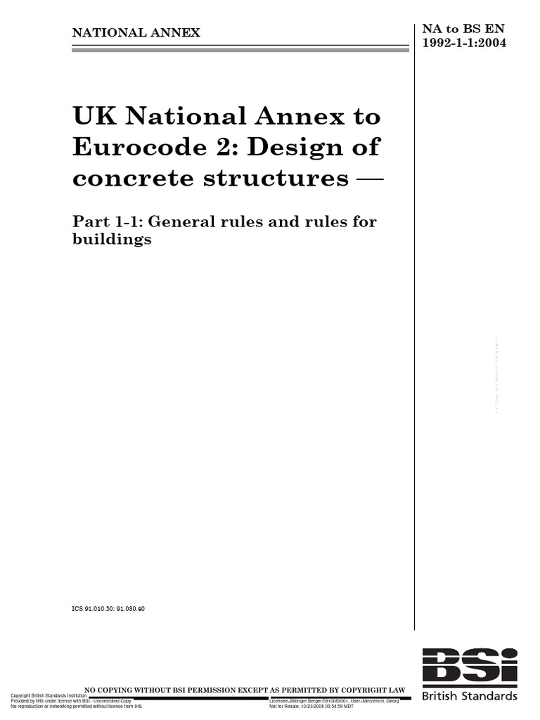 BS en 1992-1-1 - Na | PDF | Mechanical Engineering | Building Engineering