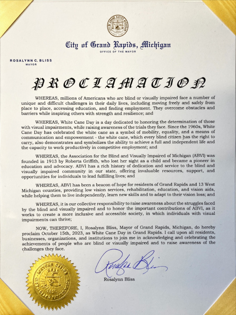 White Cane Awareness Day Proclamation | PDF