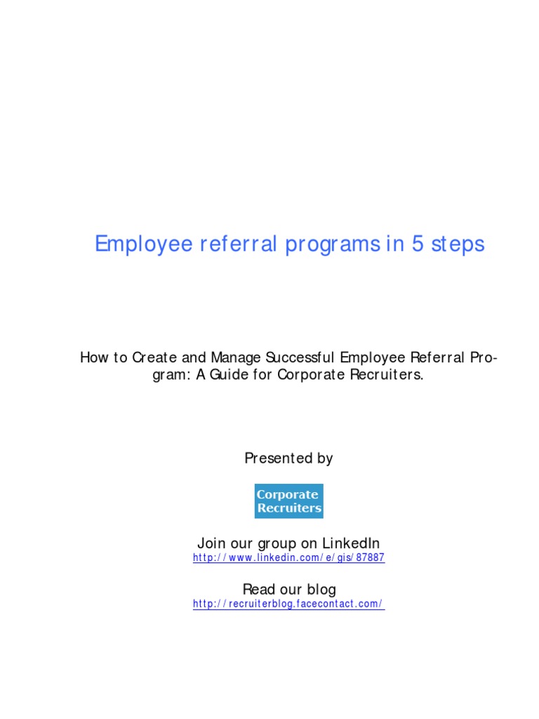 Employee Referrals Program in 5 Steps | PDF | Recruitment | Employment