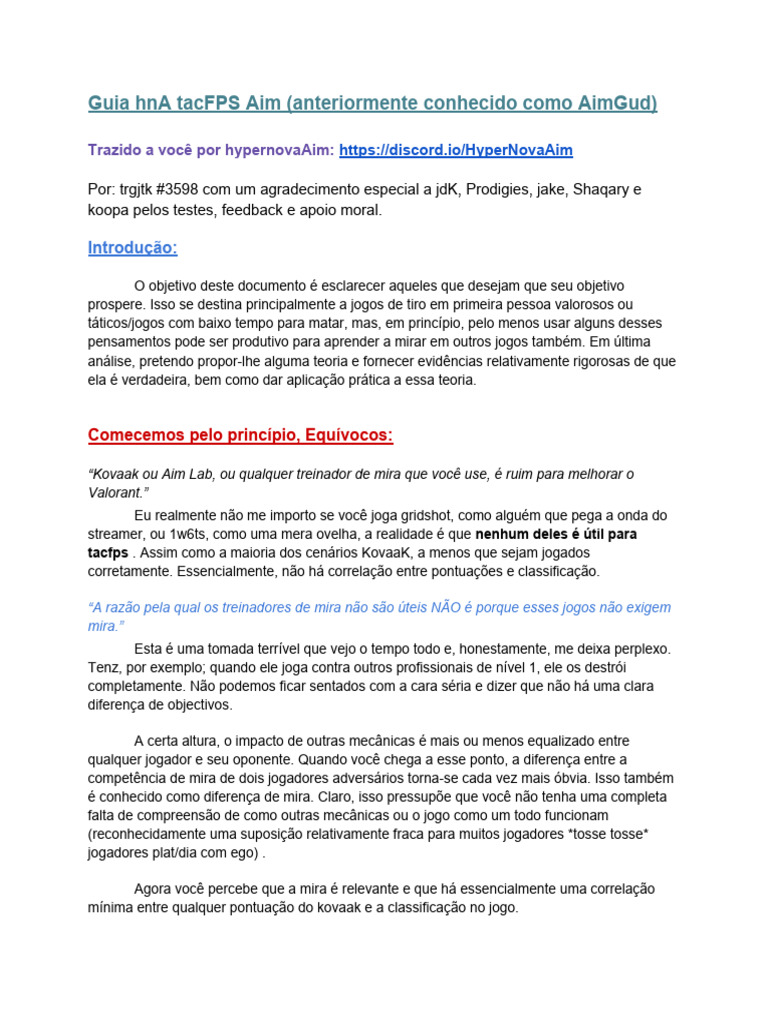 Guia de Mira Hna tacFPS (Kovaaks e AimLabs) | PDF