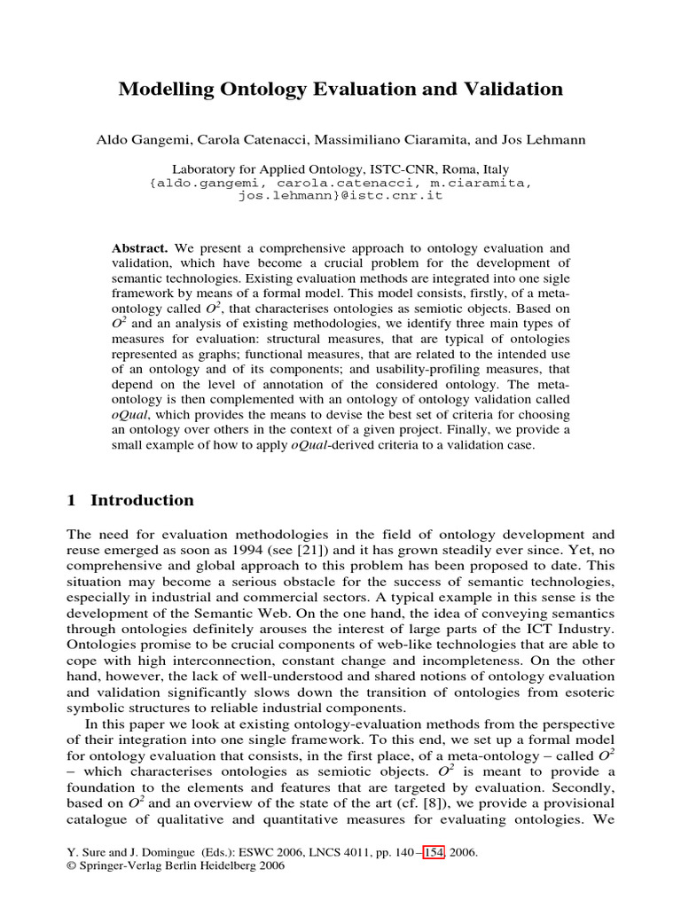 Gangemi2006 Ontology Validation Download Free Pdf Expert Conceptual Model