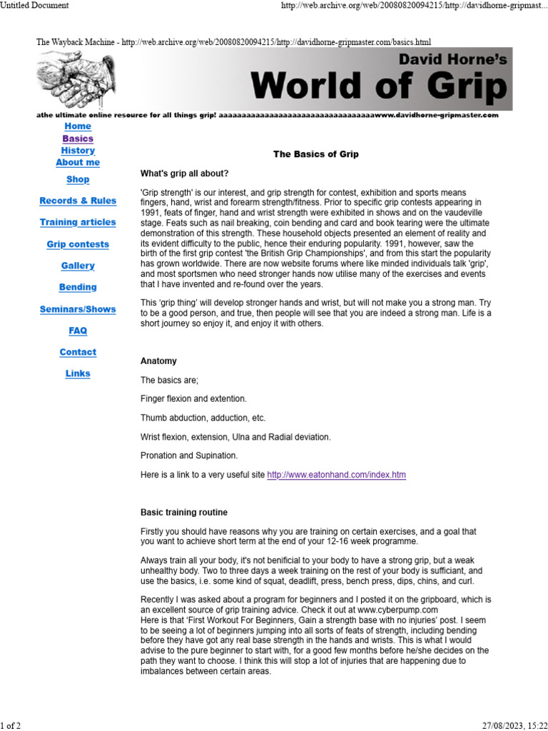 Grip Routine | PDF | Anatomical Terms Of Motion | Human Anatomy