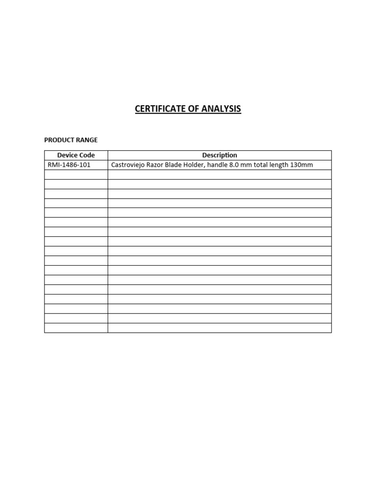 Certificate of Analysis - Format | PDF | Materials | Physical Sciences
