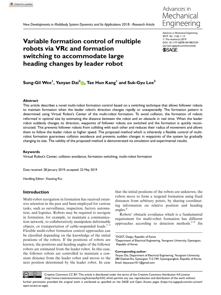 Multi-Robot Formation Control Innovations | PDF | Kinematics | Nonlinear System