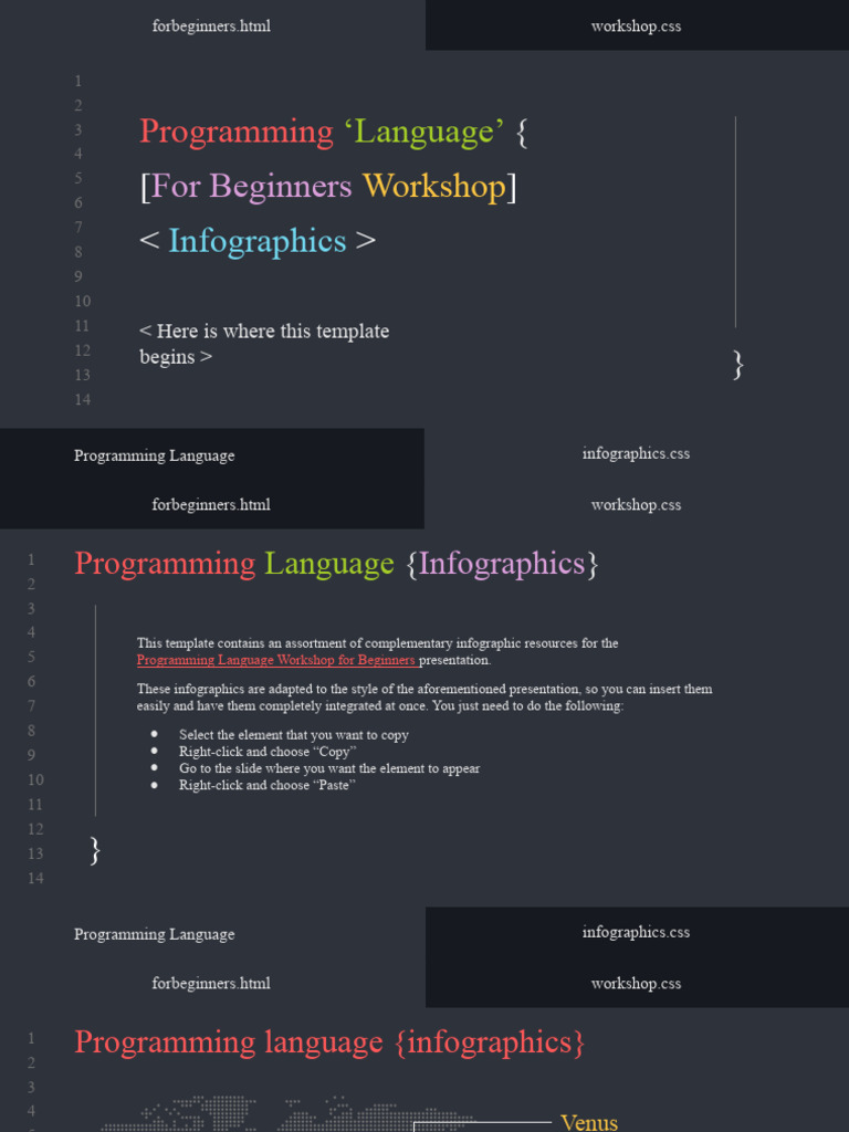 Programming Language Workshop For Beginners Infographics by Slidesgo ...