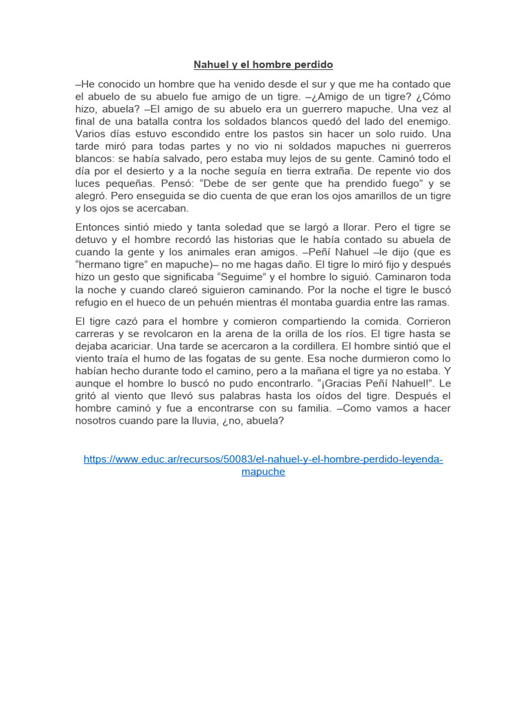 Leyenda Nahuel y El Hombre Perdido | PDF