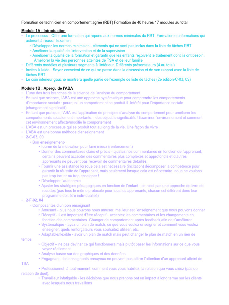 Formation Du Module RBT | PDF | Comportement | Béhaviorisme