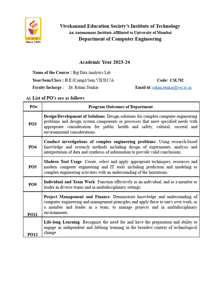 D17A - BDA - (Autonomous Header) Index - 23-24 | PDF | Apache Hadoop | Map Reduce
