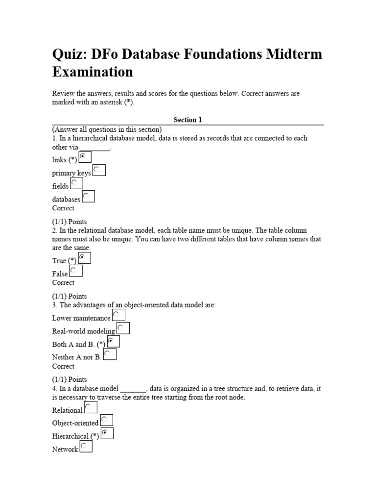 DFo Database Foundations Test Midterm Exam | PDF