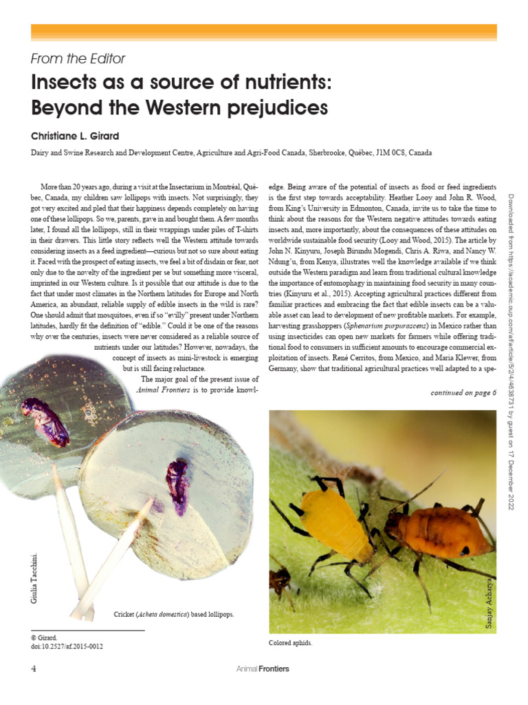 Insects As A Source of Nutrients: Beyond The Western Prejudices | PDF ...