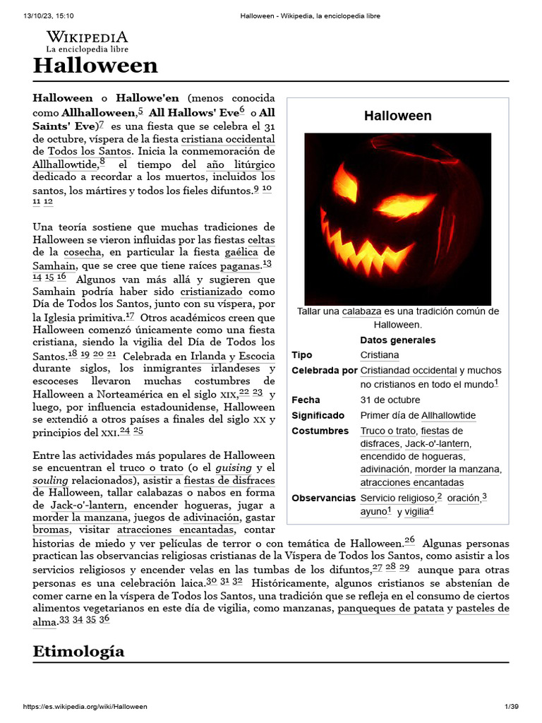 Halloween - Wikipedia, La Enciclopedia Libre | PDF