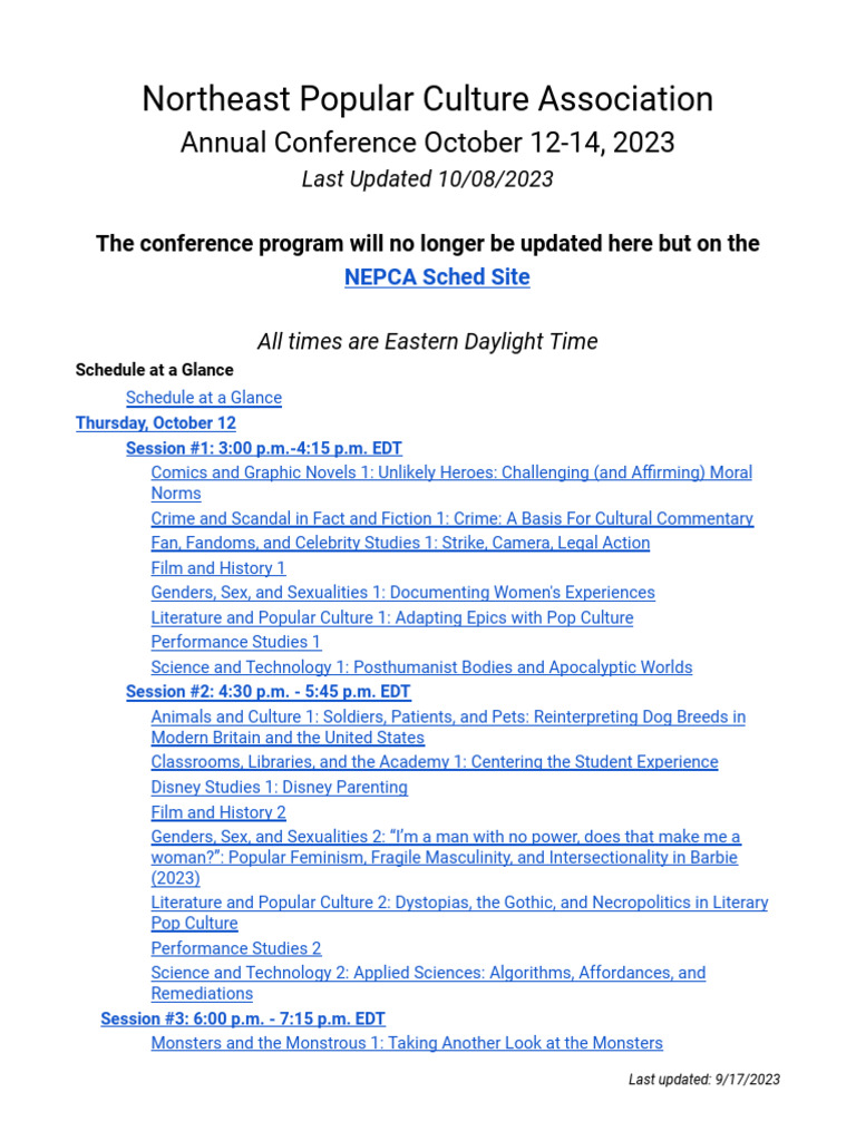 NEPCA 2023 Schedule | PDF | Social Science | Religion & Spirituality