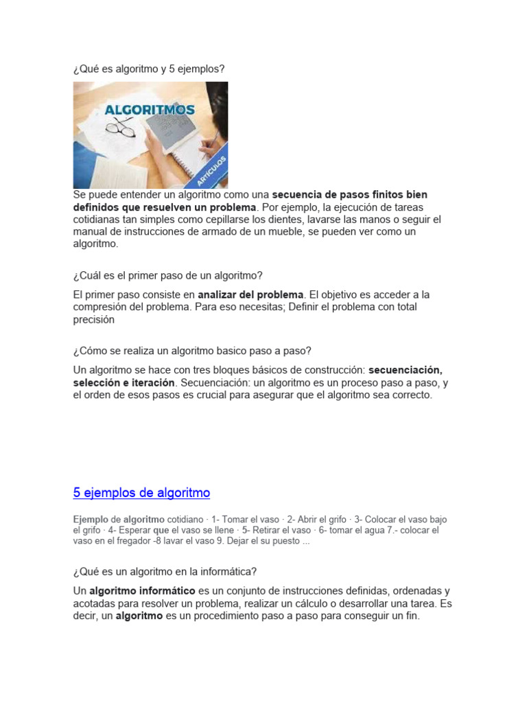 Algoritmos: Definición y Ejemplos Clave | PDF | Algoritmos | Lenguaje de programación