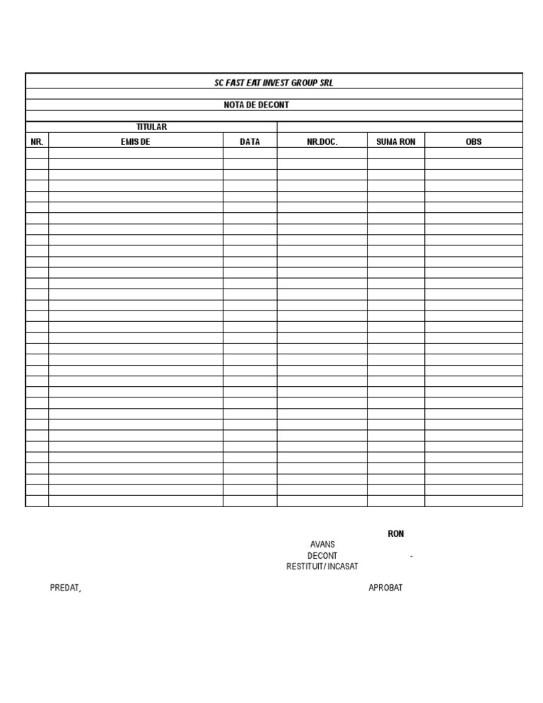 Formular Decont | PDF