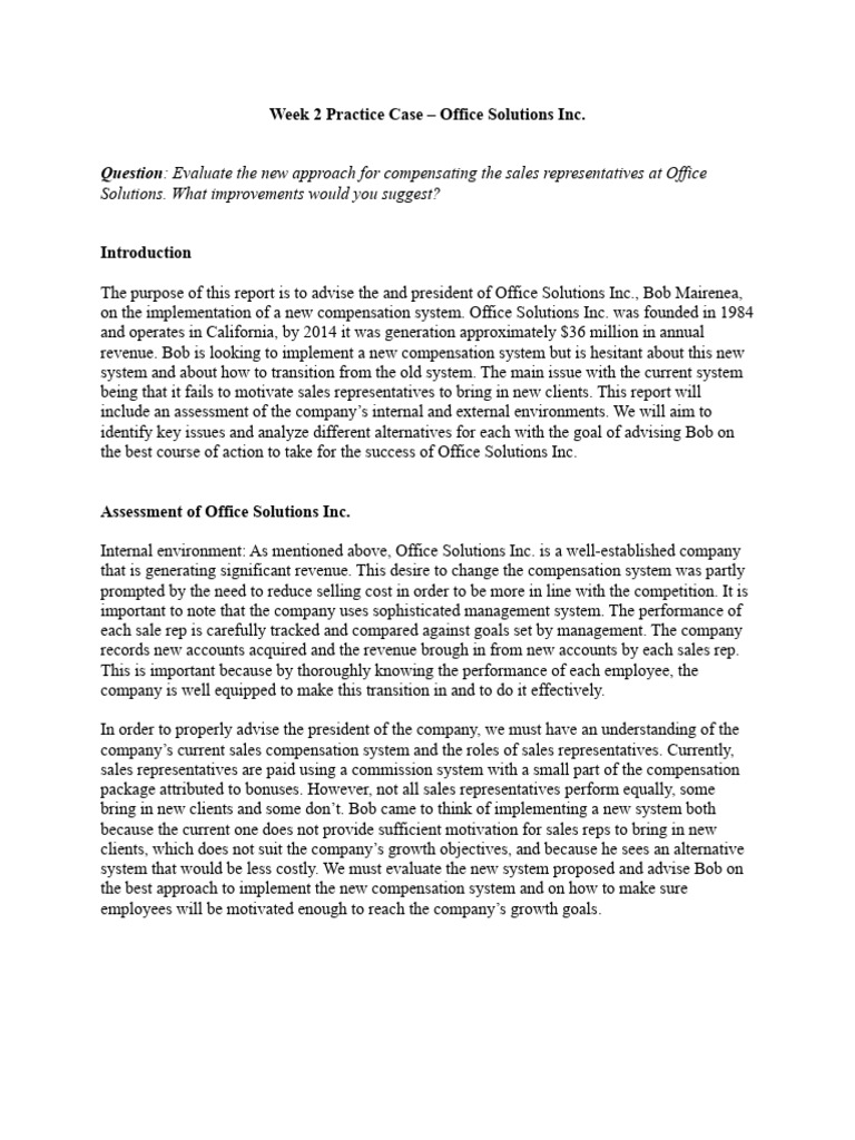 Week 2 Practice Case - DeBRIEF Office Solutions Inc. | PDF | Employment ...