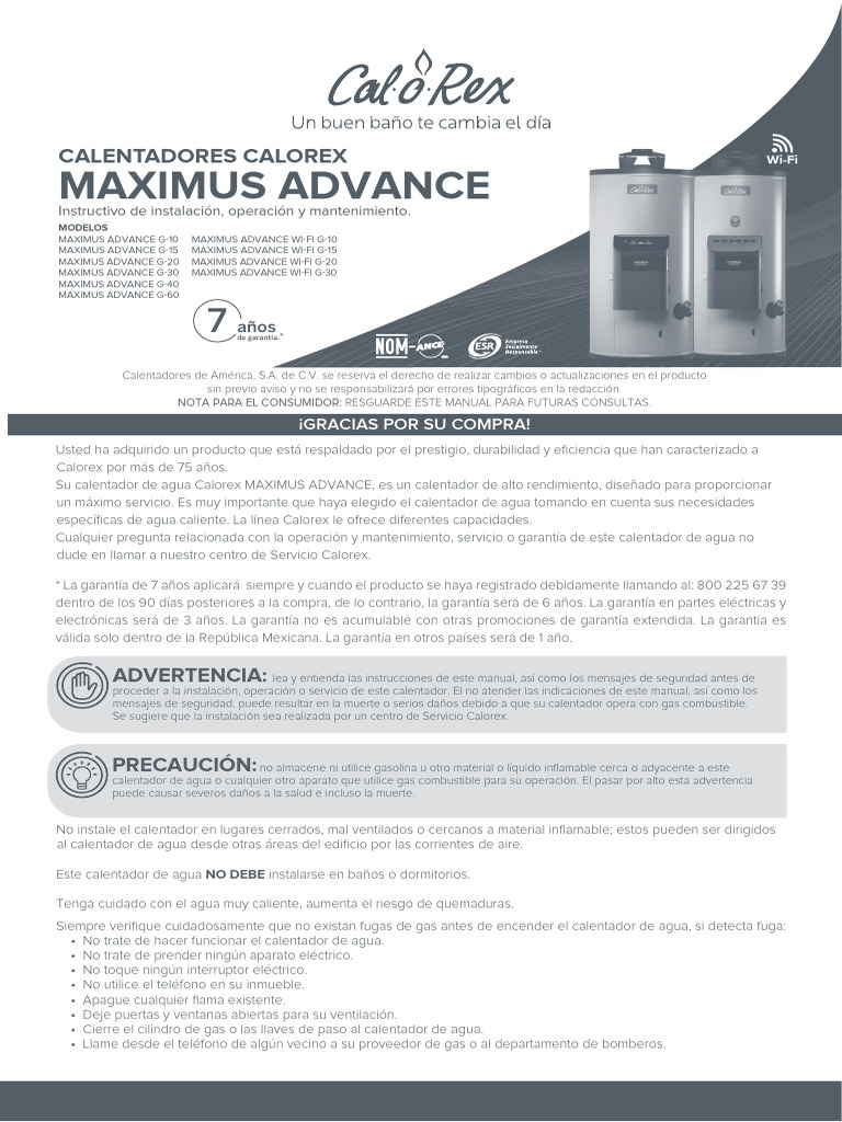 Manual Maximus Advance - Web | PDF | Agua | Tubería (transporte de fluidos)