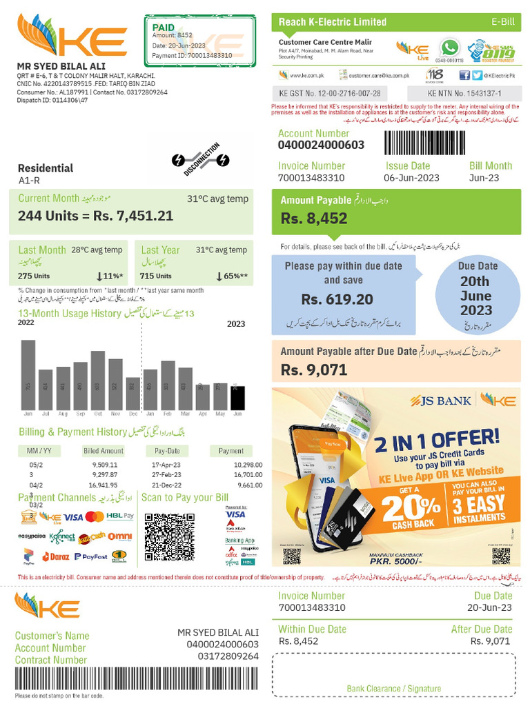 Electric Bill PDF | PDF