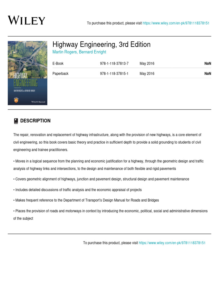 Wiley - Highway Engineering, 3rd Edition - 978-1-118-37815-1 | PDF