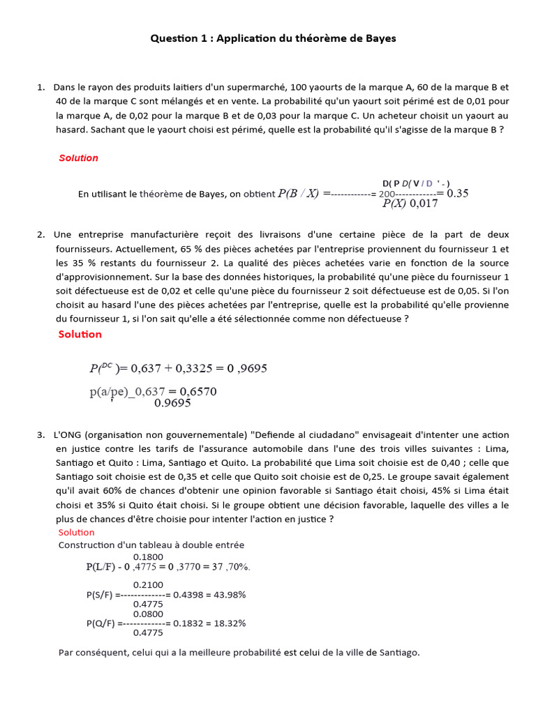 Examen Partiel - 2021 - 1 - Solution | PDF | Loi de probabilité | Probabilité