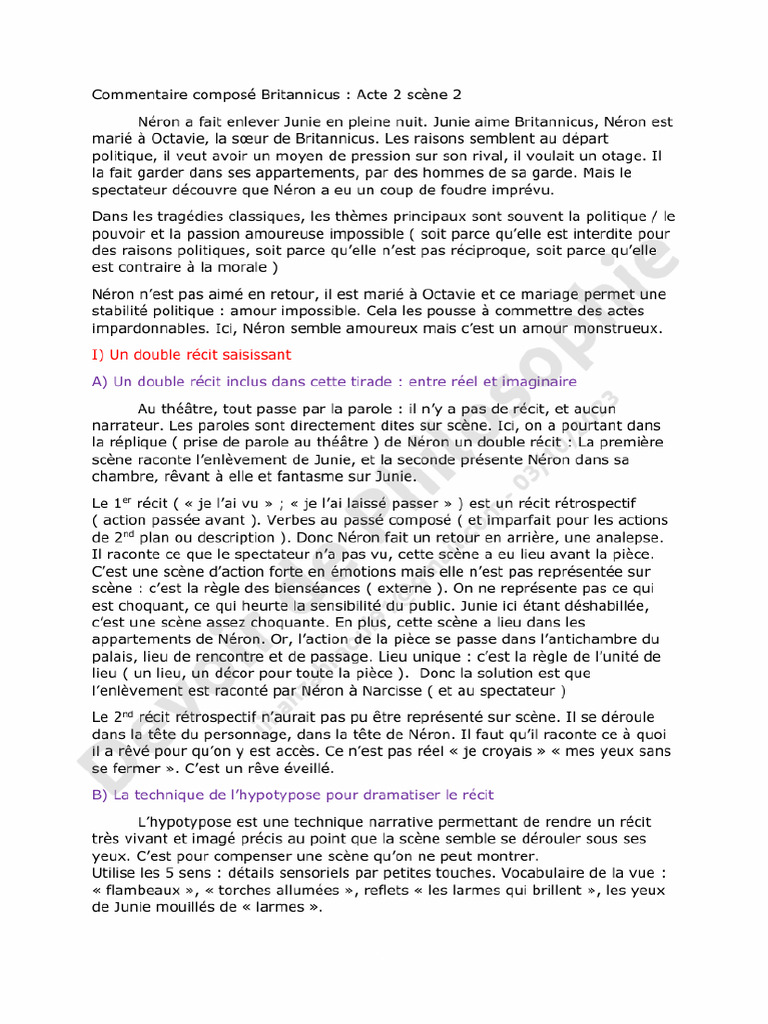 Britannicus Acte 2 Scene 2 | PDF