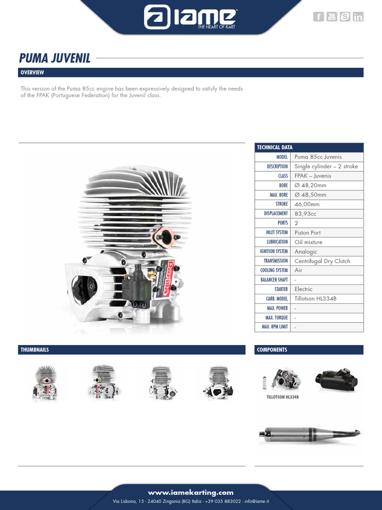 IAME Factory Engines Tech Sheet V082016 Puma Junevil 1 | PDF | Vehicles ...