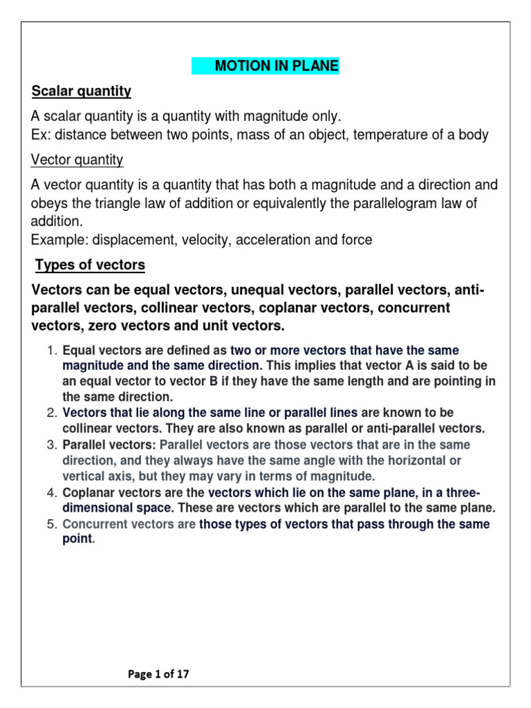 Chapter 4 Motion in Plane | PDF | Euclidean Vector | Acceleration