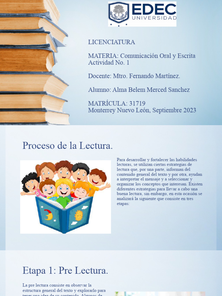 Act. 1 Proceso de Lectura | PDF | Sumario abstracto) | Comunicación escrita