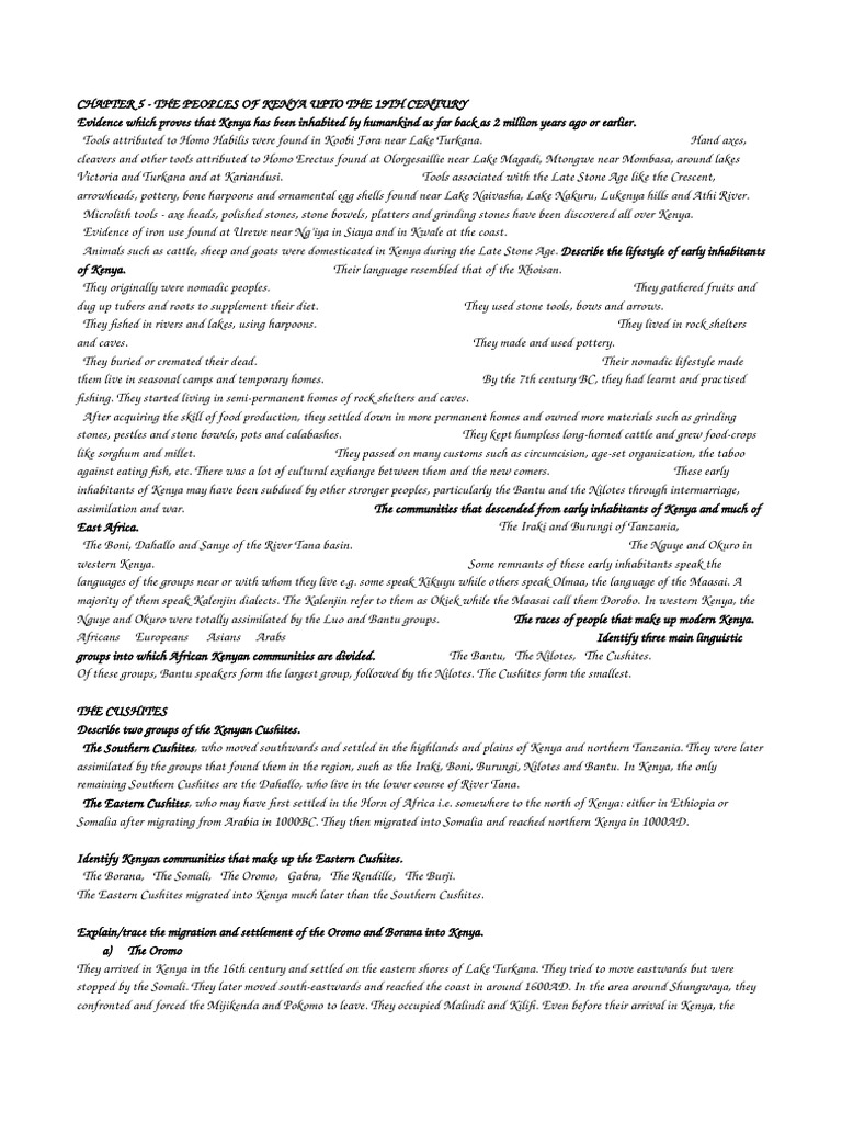 Early Peoples of Kenya History | PDF | Kenya | Africa
