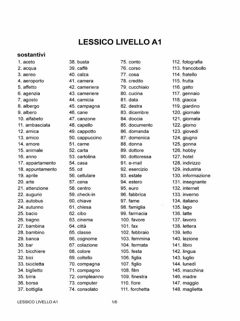 lessico A1 (有中文) | PDF